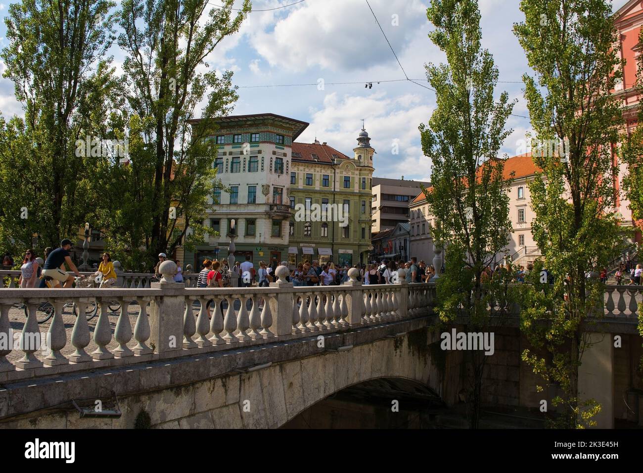 Ljubljana, Slovenia - Sept 3rd 2022. The Triple Bridge or Tromostovje ...
