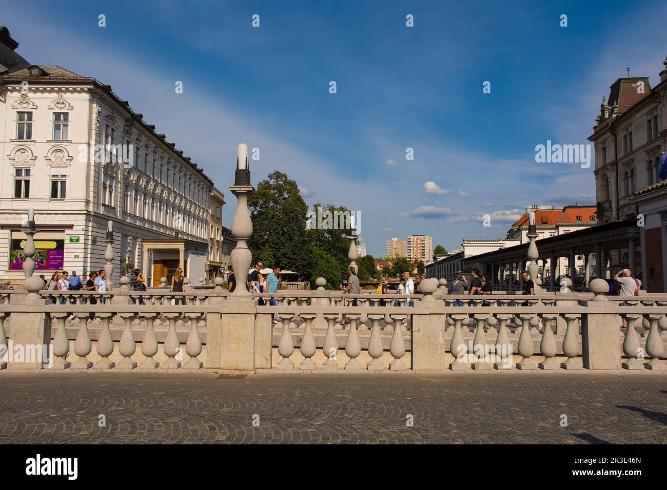 Ljubljana, Slovenia - Sept 3rd 2022. The Triple Bridge or Tromostovje ...