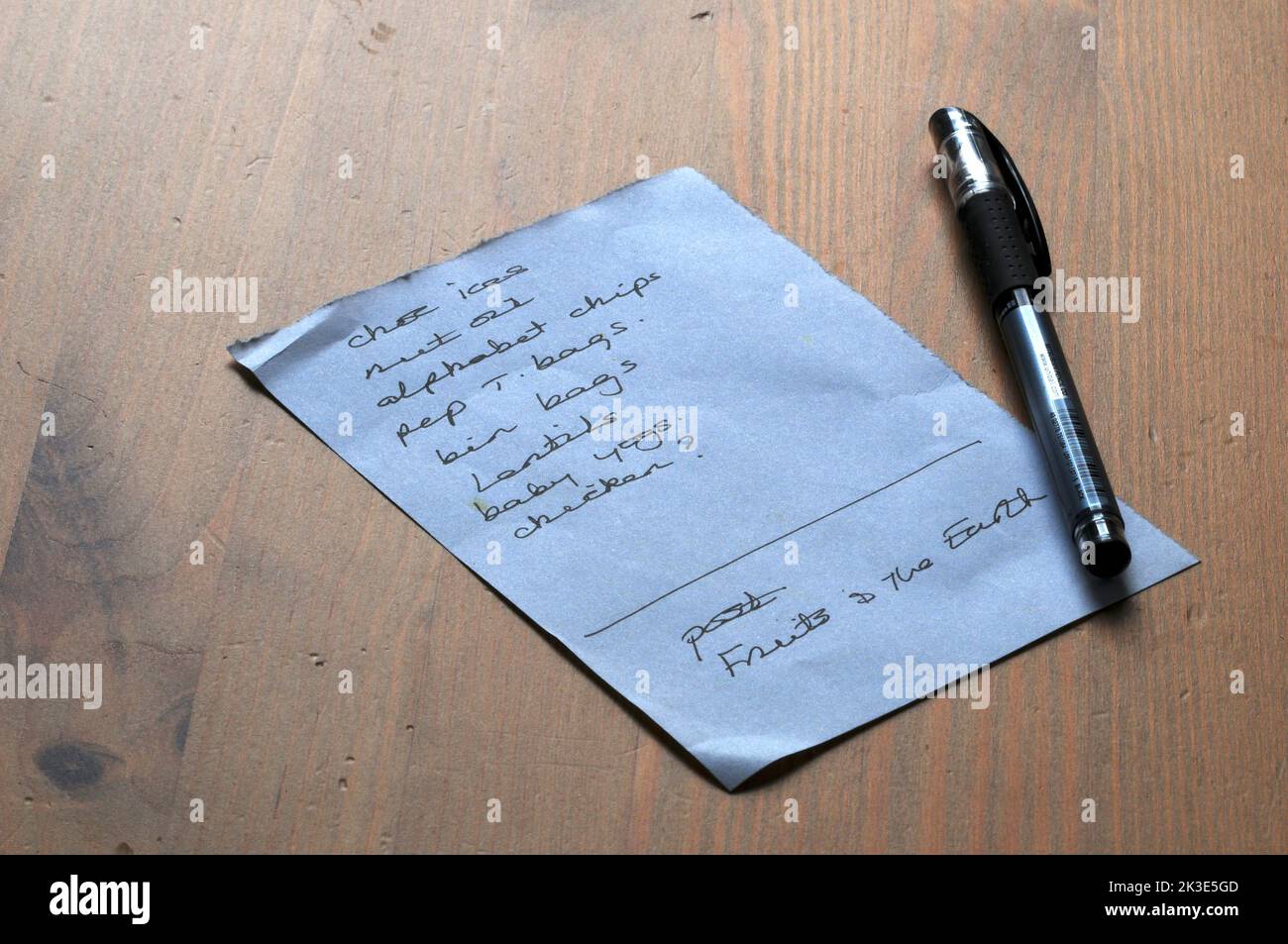 Shopping list and pen Stock Photo - Alamy