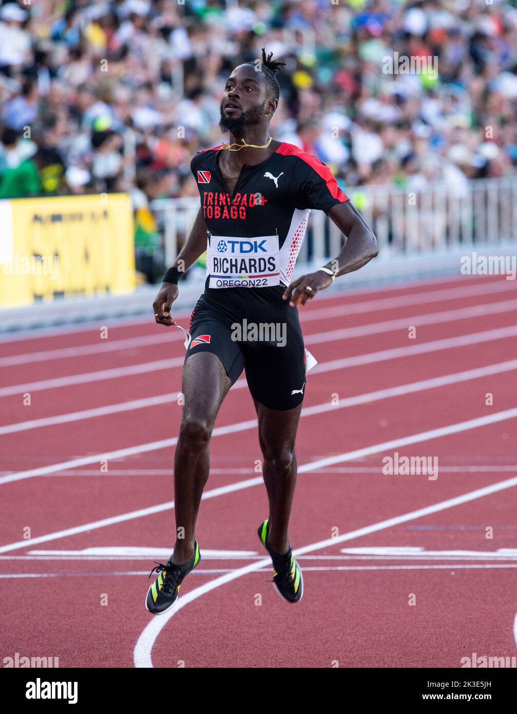 Jereem Richards of Trinidad and Tobago competing in the men’s 200m semi ...
