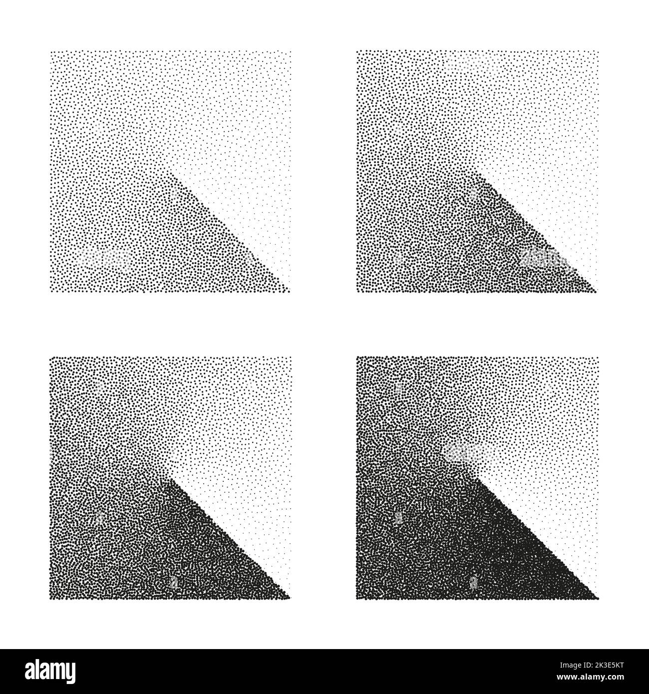 Square shaped dotted objects, stipple elements. Stippling, dotwork ...