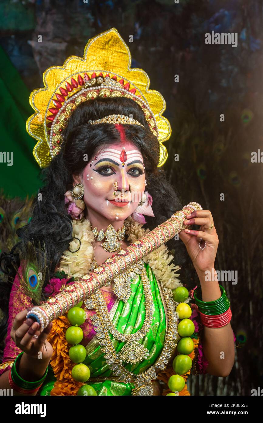 Agomoni concept photo shoot,Woman face with perfect makeup like goddess ...