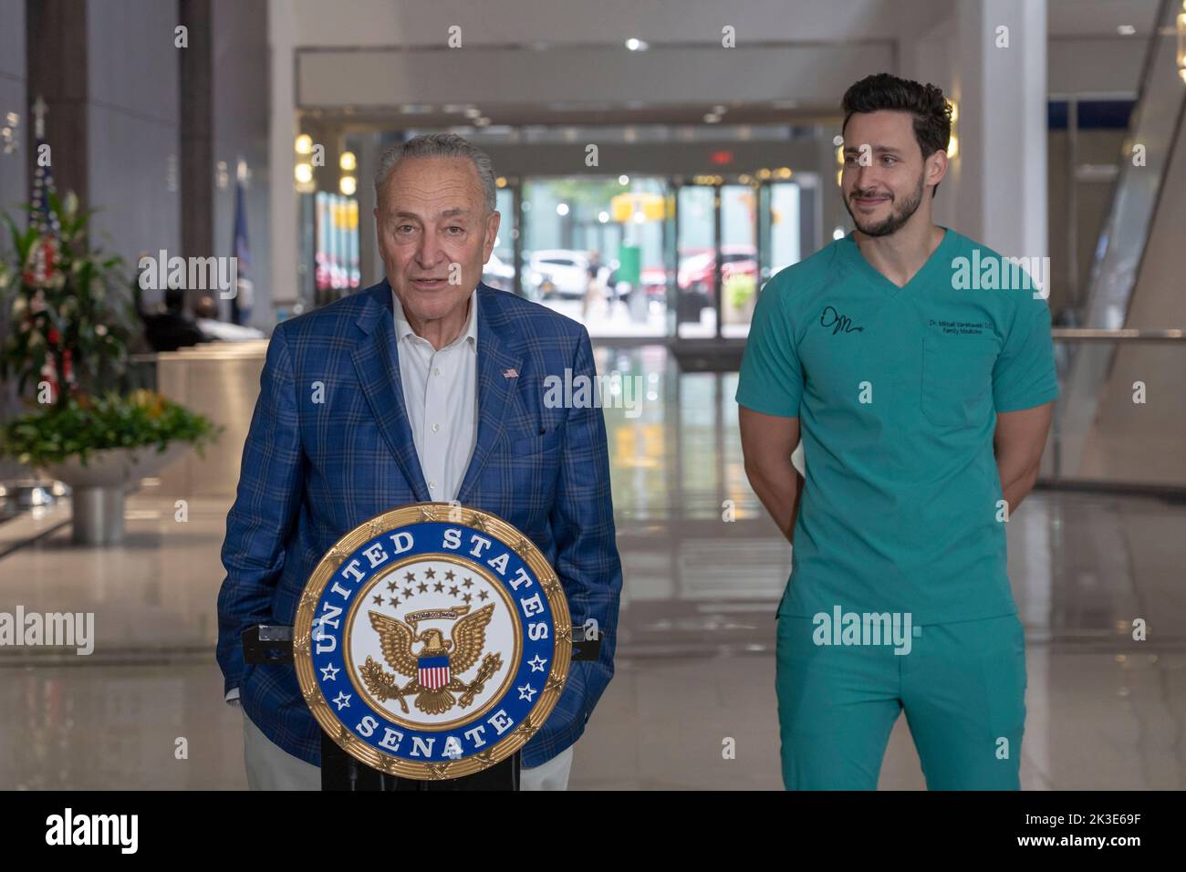Senate Majority Leader, Chuck Schumer (D-NY) standing together with Dr ...