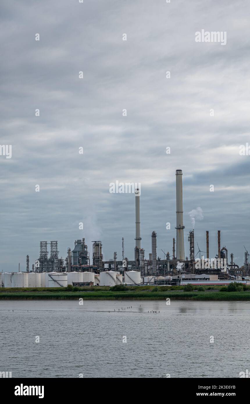 Antwerpen, Flanders, Belgium - July 10, 2022: Industry along Scheldt ...
