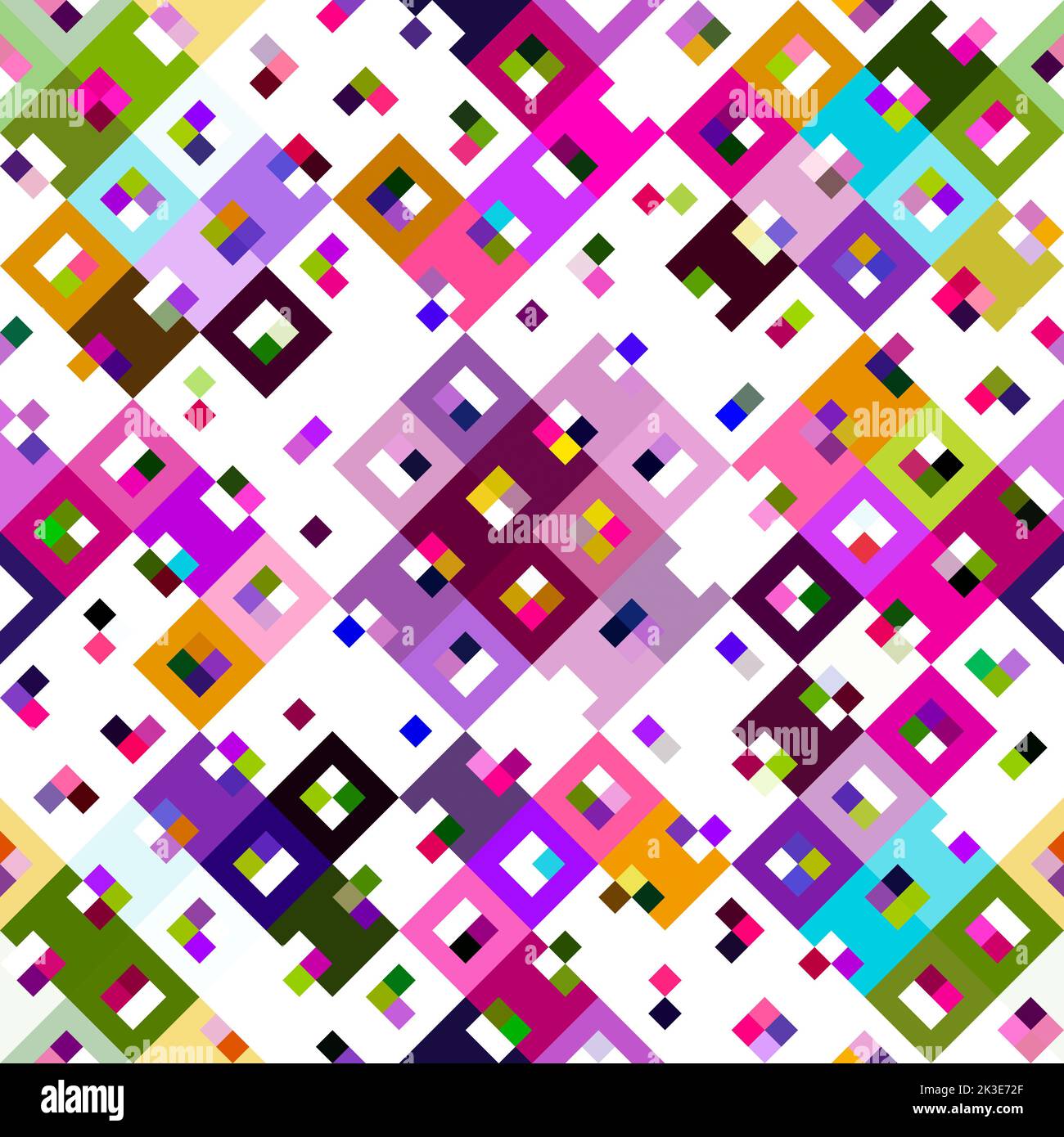 Kaleidoscopic geo pixel pattern. Playful fun pink wallpaper. Colorful ...
