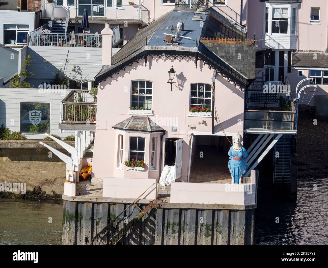 A house with a ships figurehead in Cowes on the Isle of White, UK Stock ...