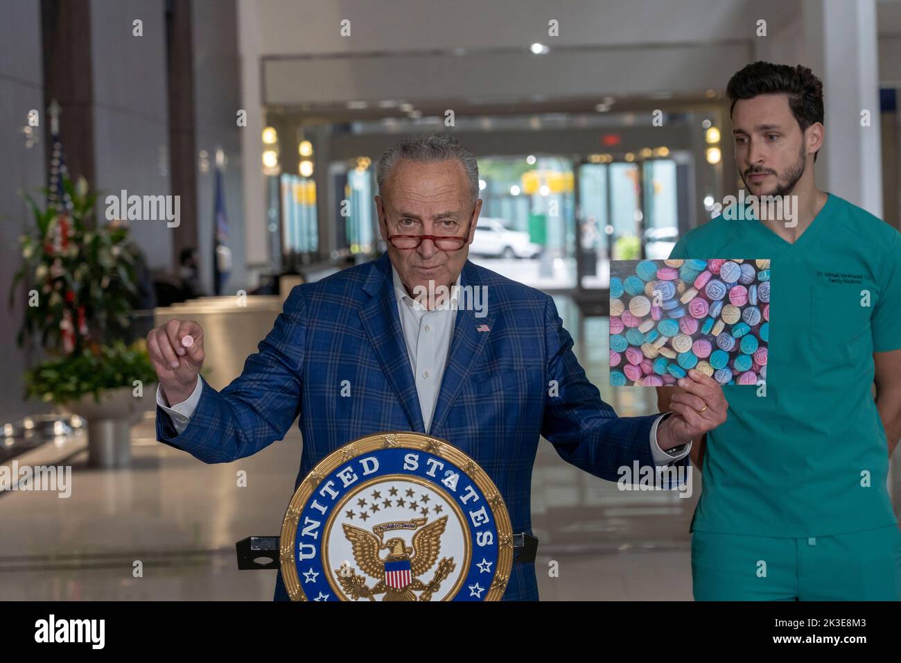 Senate Majority Leader, Chuck Schumer (D-NY) standing together with Dr ...
