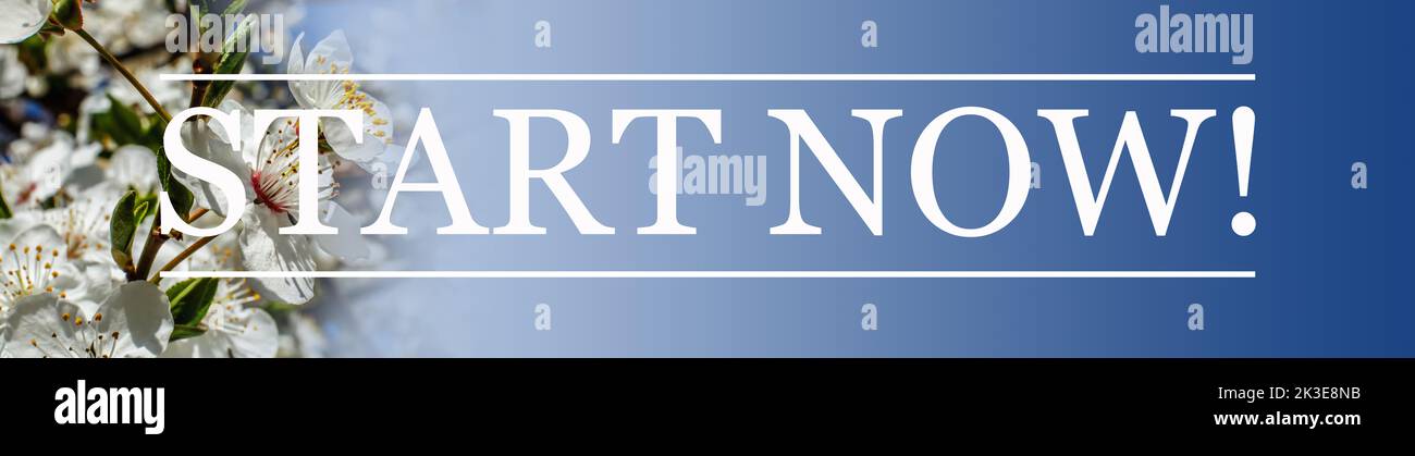 Inspirational motivational quote Start now, on beautiful sunrise ...