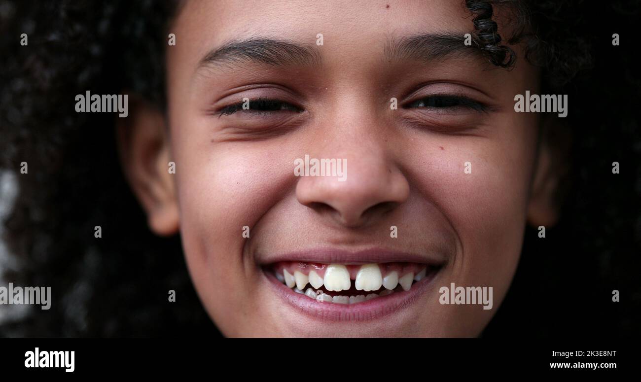 Child real life laugh and smile. Little African girl reacting laughing ...