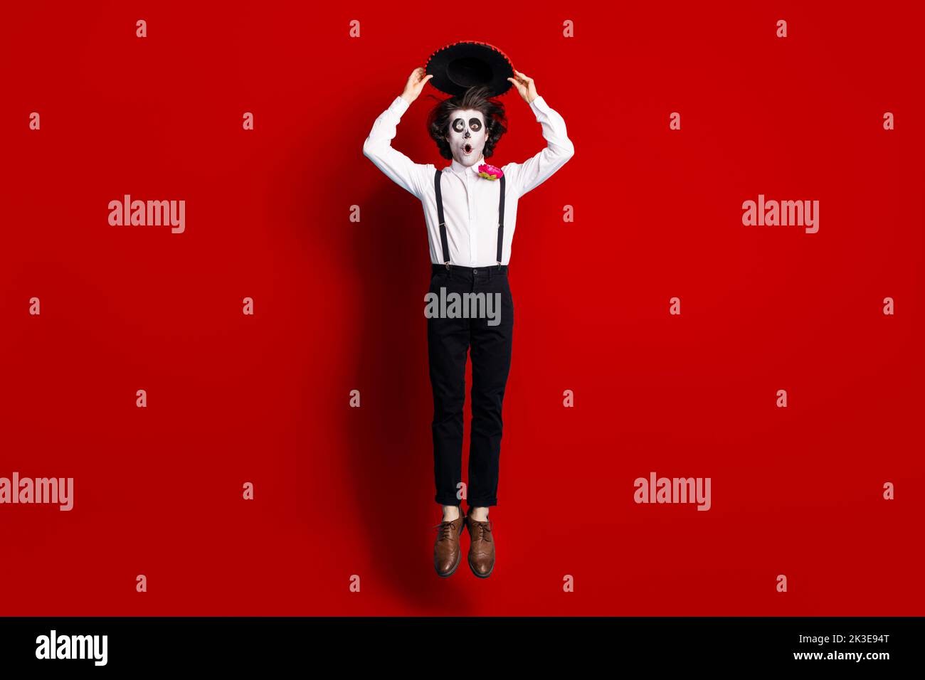 Full length body size view of his he handsome skinny tall creepy amazed ...