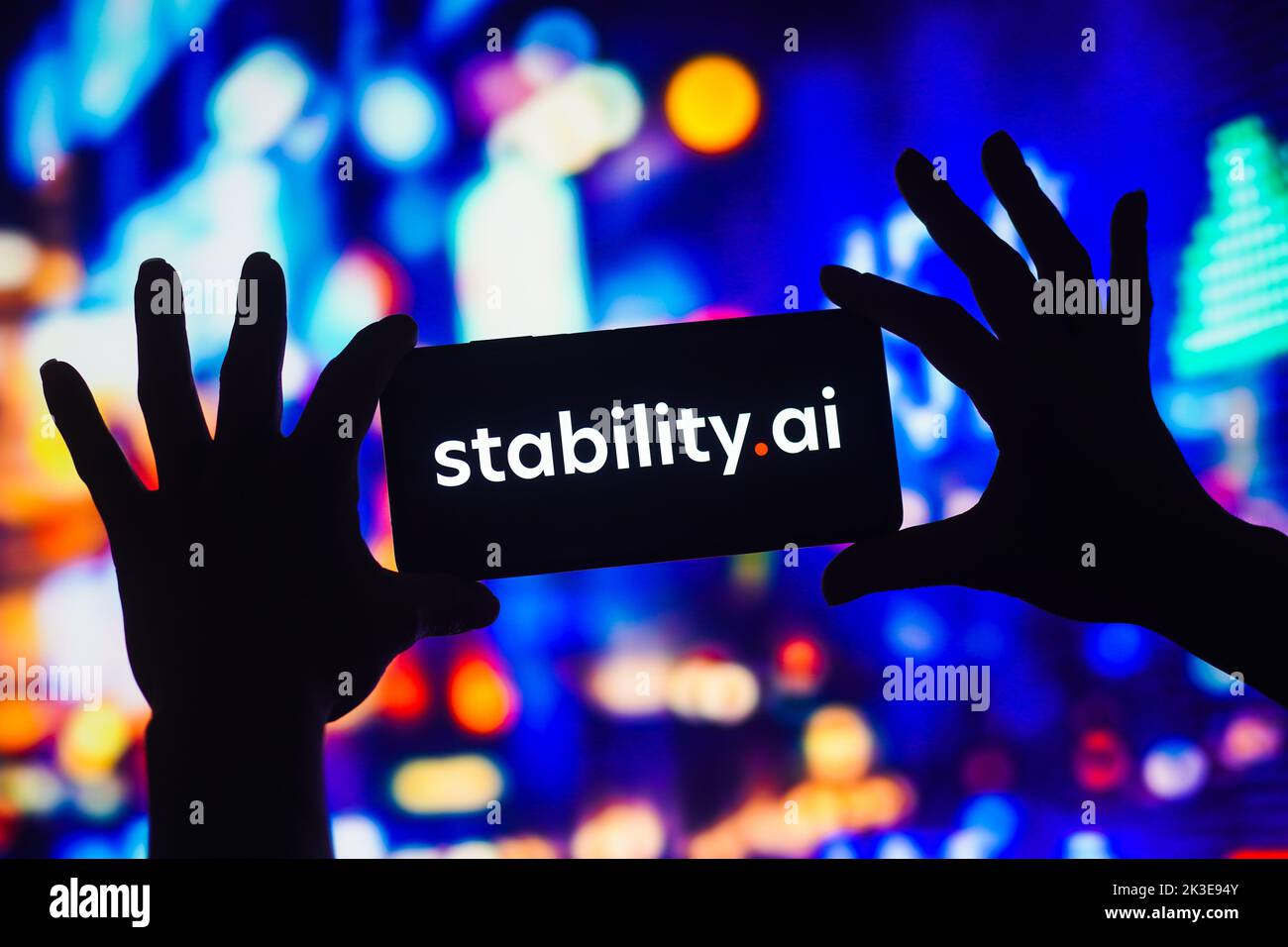 In this photo illustration, the Stable Diffusion (Stability AI) logo ...