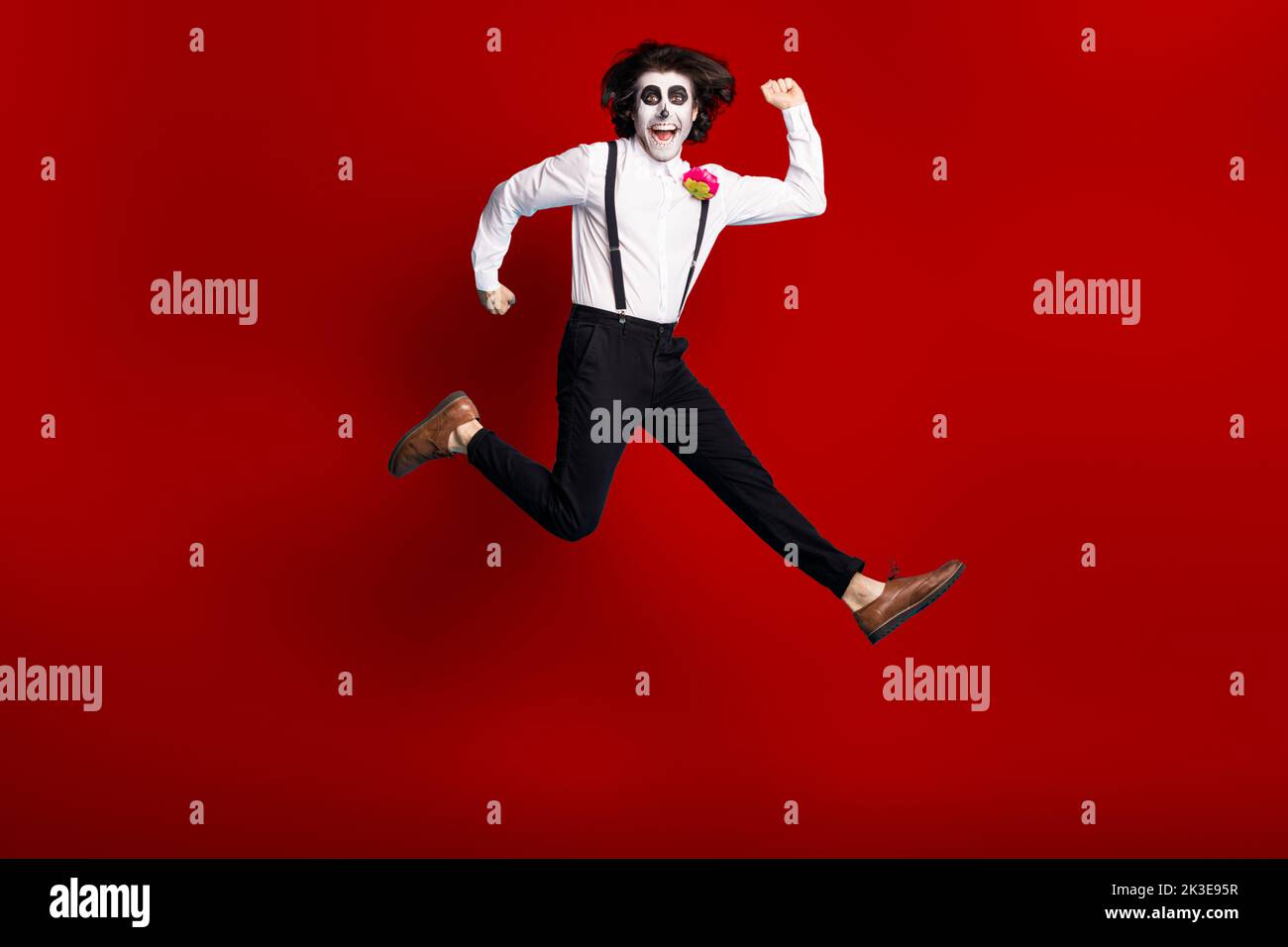 Full length body size view of his he handsome funky cheerful cheery ...