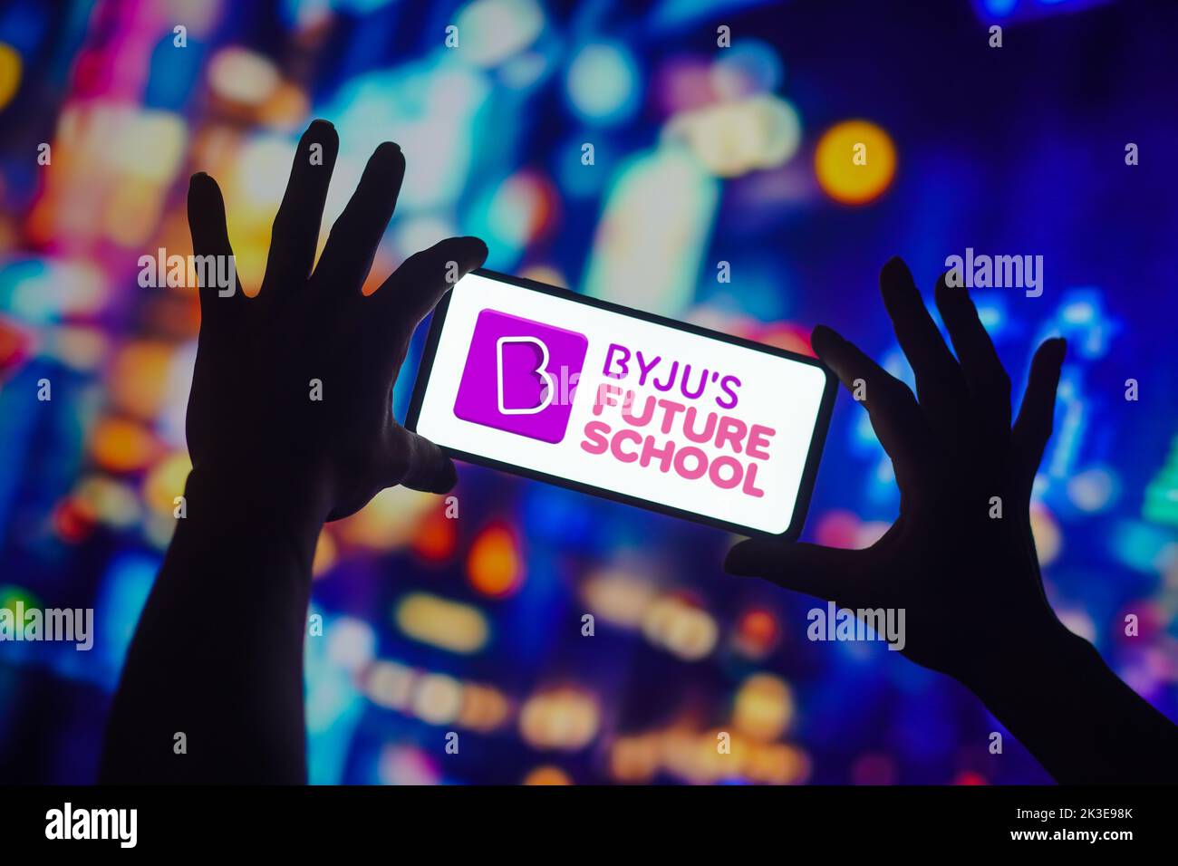 In this photo illustration, the BYJUs Future School logo seen displayed ...
