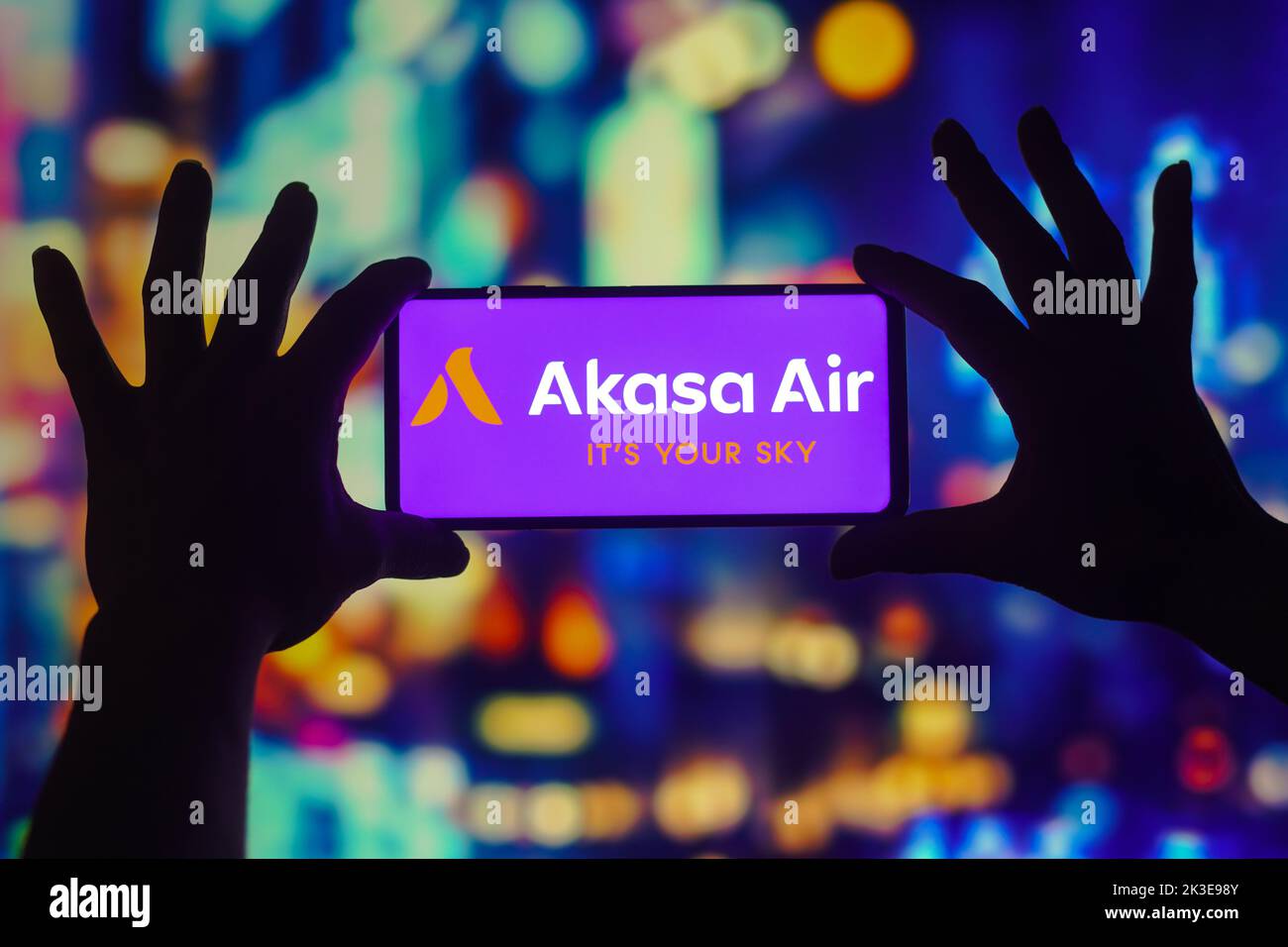 In this photo illustration, the Akasa Air logo seen displayed on a ...