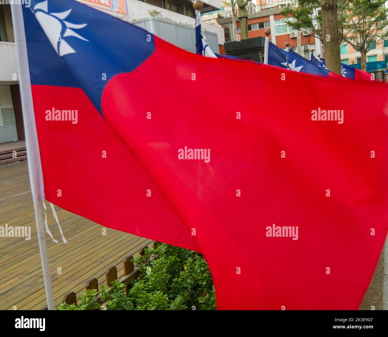 Taiwan Republic of China flags blowing in wind Stock Photo - Alamy