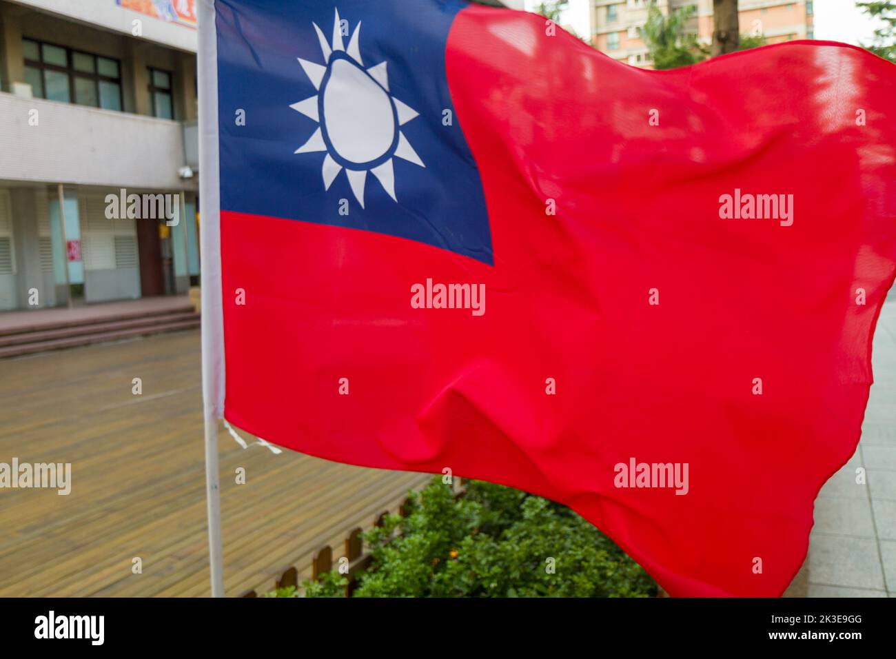 Taiwan Republic of China flags blowing in wind Stock Photo - Alamy