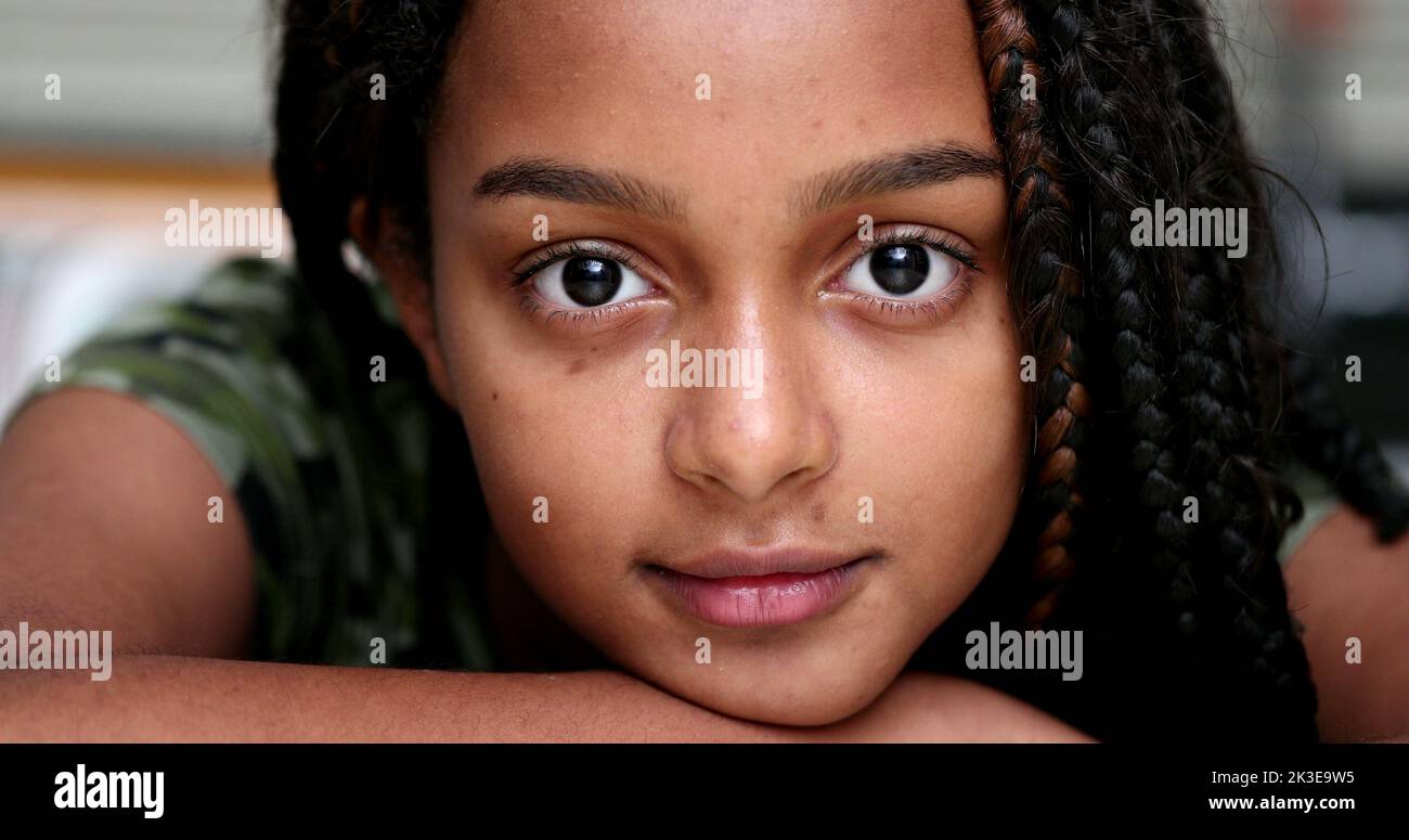 Brazilian adolescent girl smiling. Teenager african descent twelve year ...