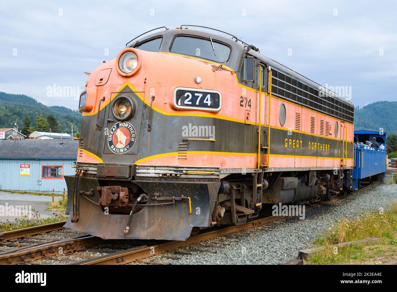 Garibaldi, OR, USA - September 14, 2022; Great Northern diesel ...