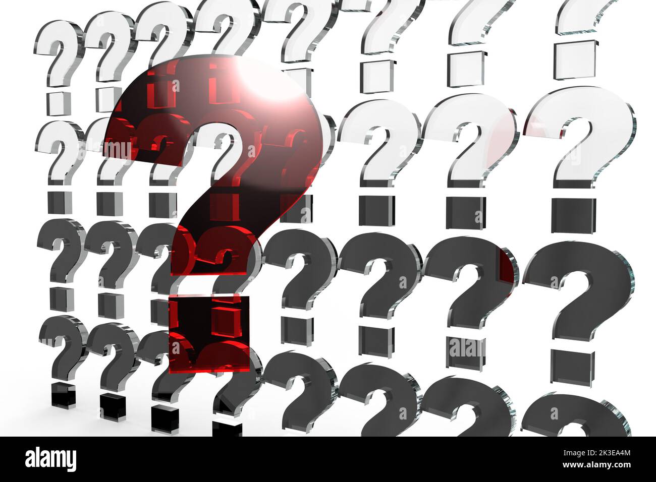 Row of question marks on a white background. 3d render Stock Photo - Alamy