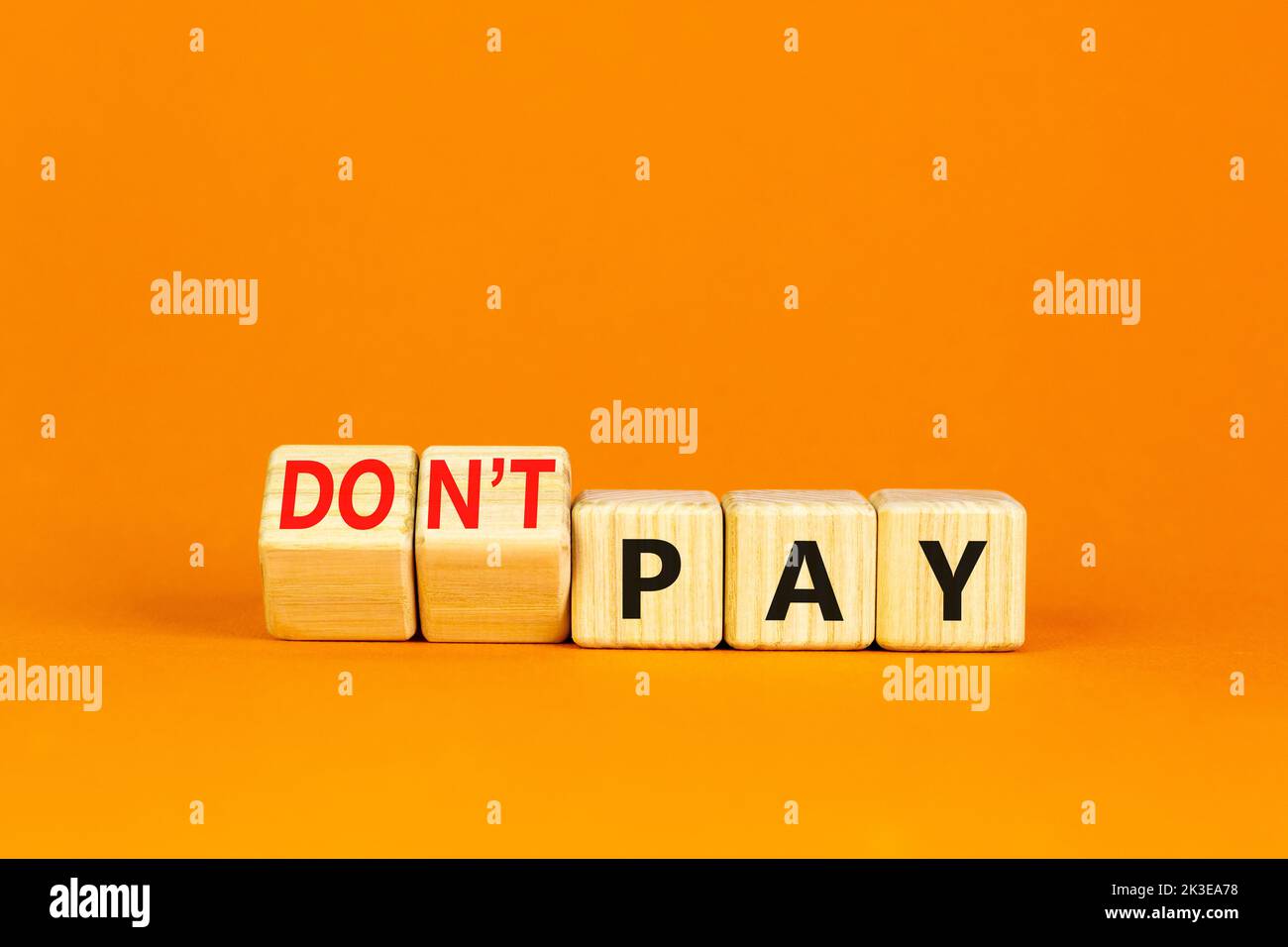 Do not pay symbol. Concept words do not pay on cubes. Beautiful orange ...