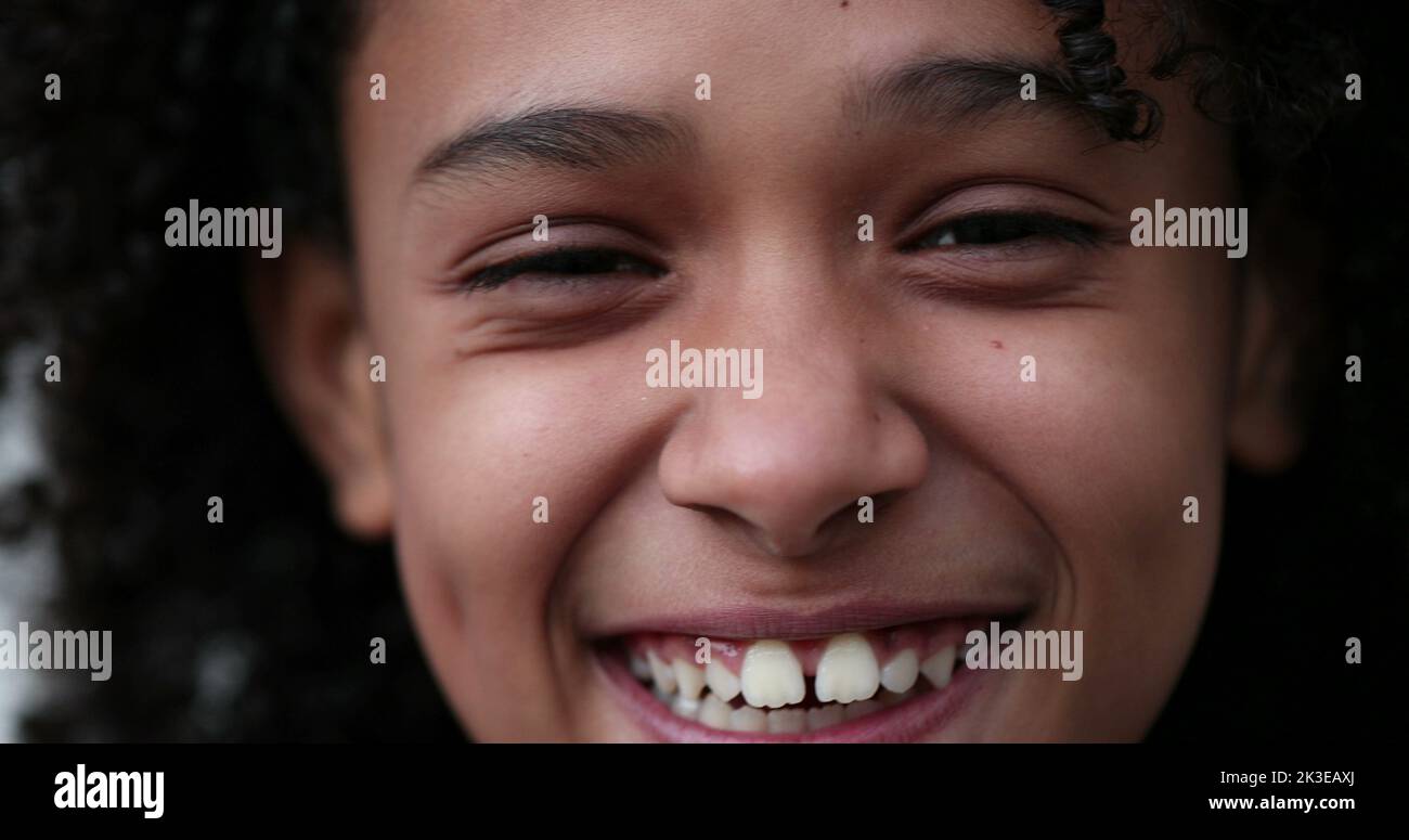 Child real life laugh and smile. Little African girl reacting laughing ...