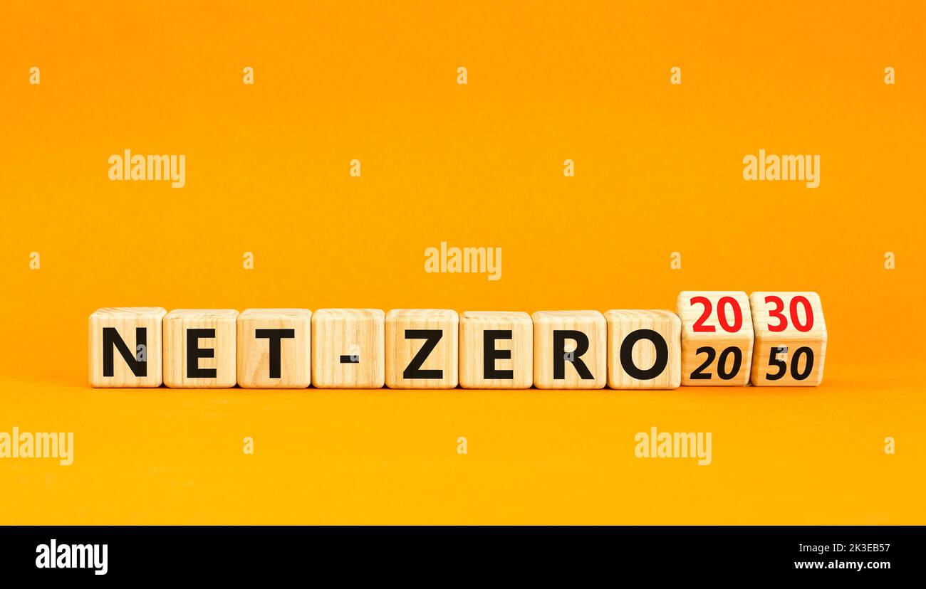 Net-zero 2030 symbol. Concept words Net-zero 2030 or Net-zero 2050 on ...