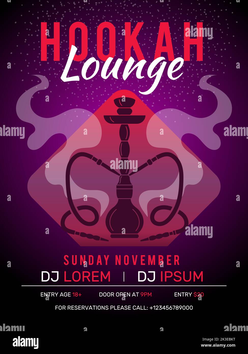 Hookah poster. Retro style oriental placard invitation for hookah smoke ...