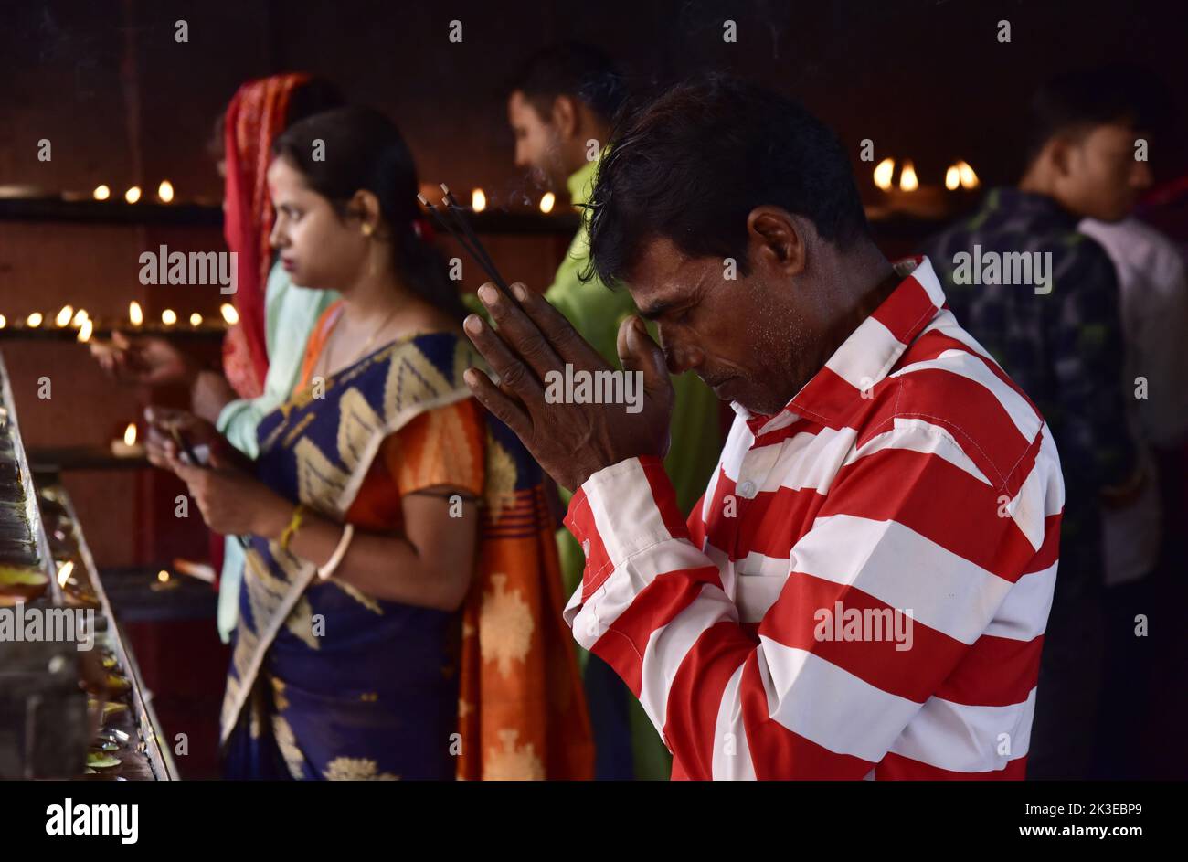 Guwahati, Guwahati, India. 26th Sep, 2022. Devotees offer prayer on the ...