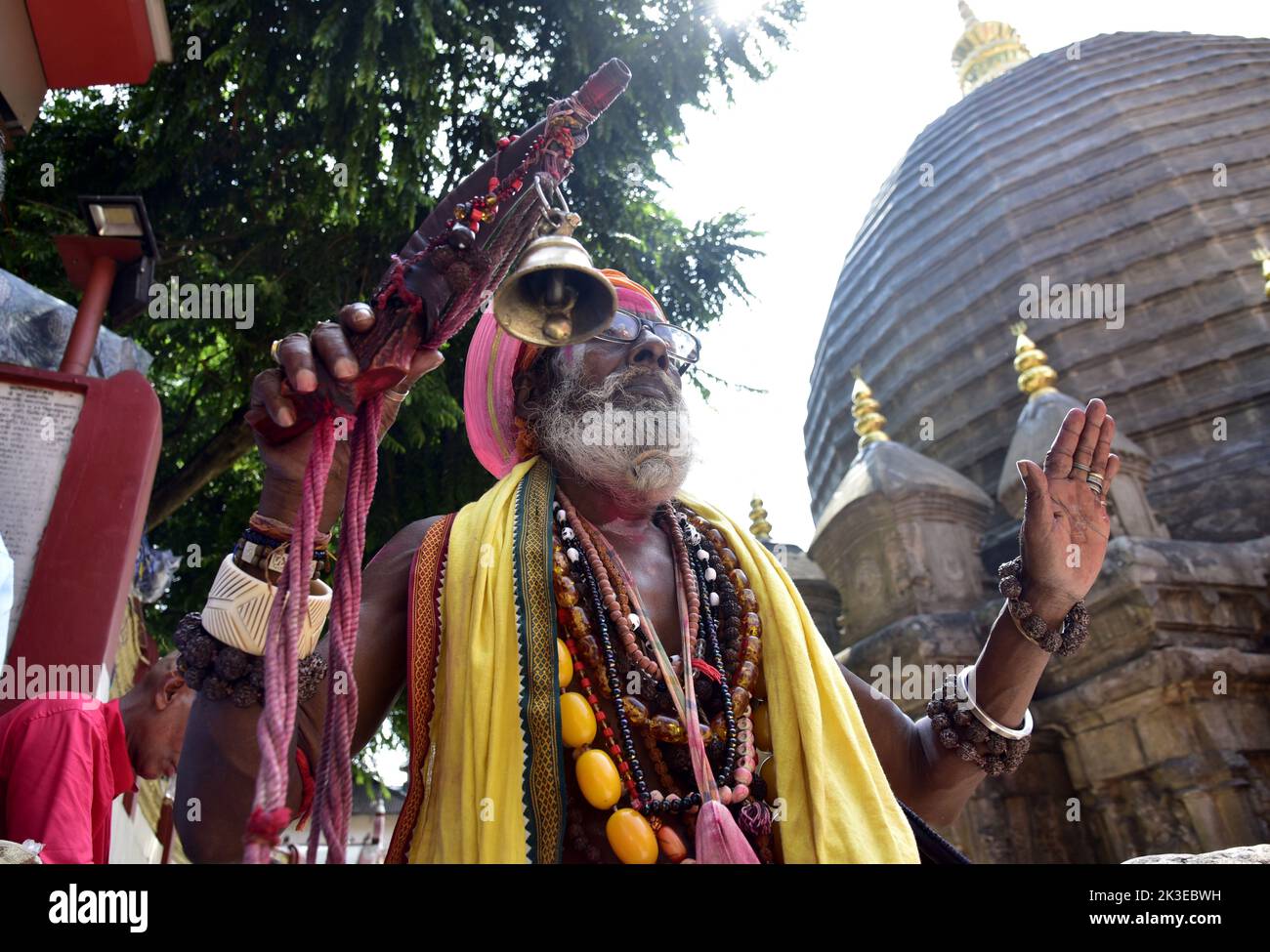Guwahati, Guwahati, India. 26th Sep, 2022. A holy man on the 1st day of Navaratri festival at ...