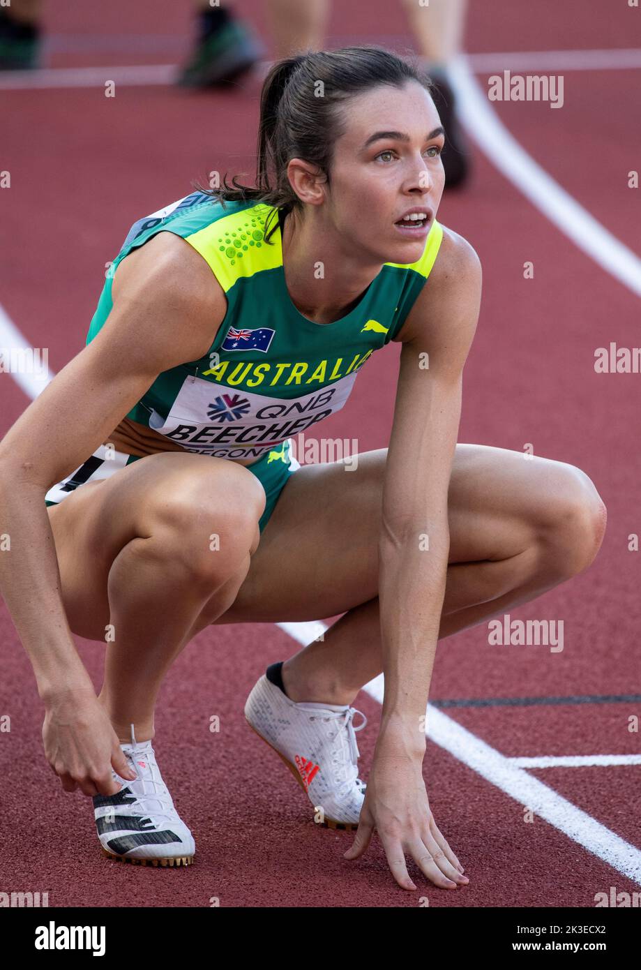 Jacinta Beecher of Australia competing in the women’s 200m semi final ...