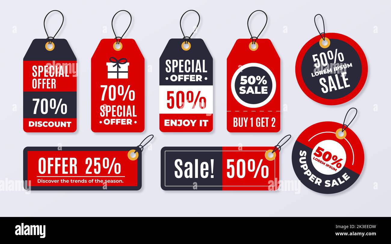 Flat design sales tag pack Stock Photo - Alamy