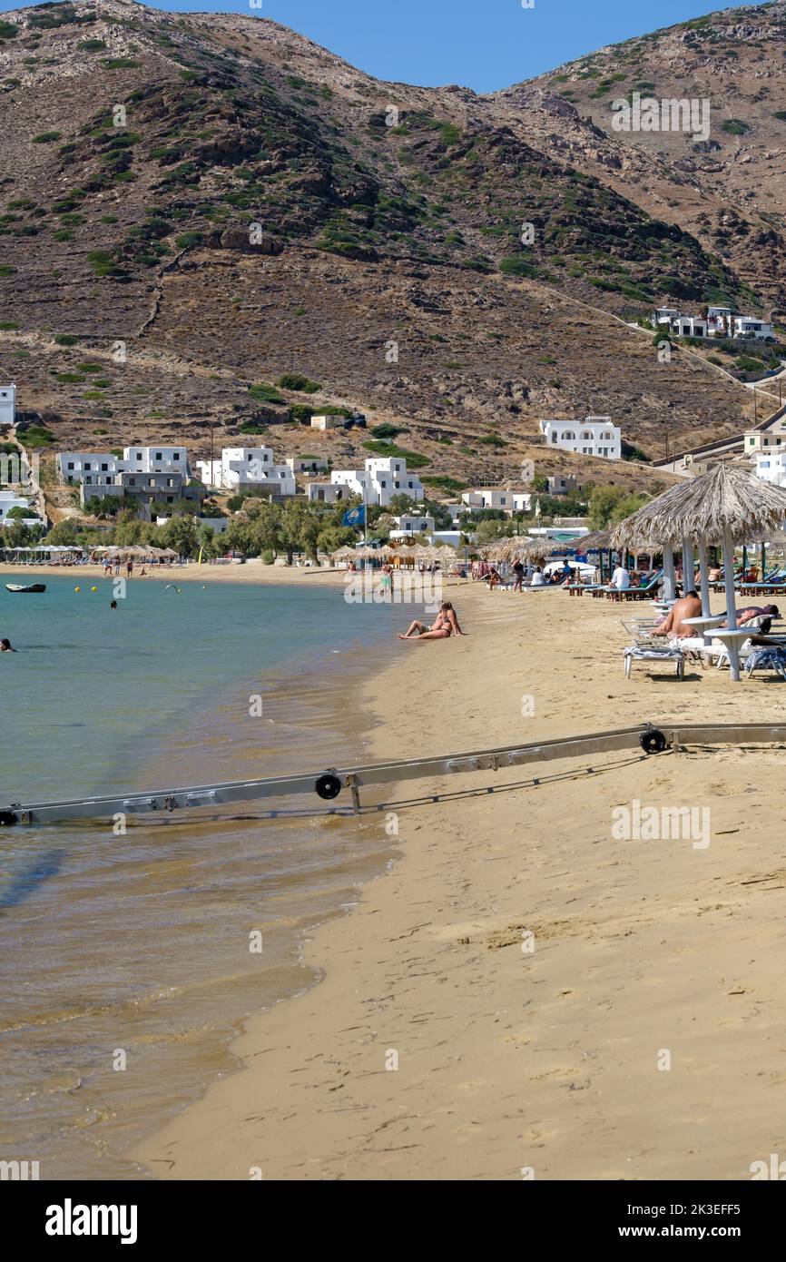 Ios, Greece - September 11,2022 : The popular and beautiful sandy beach ...