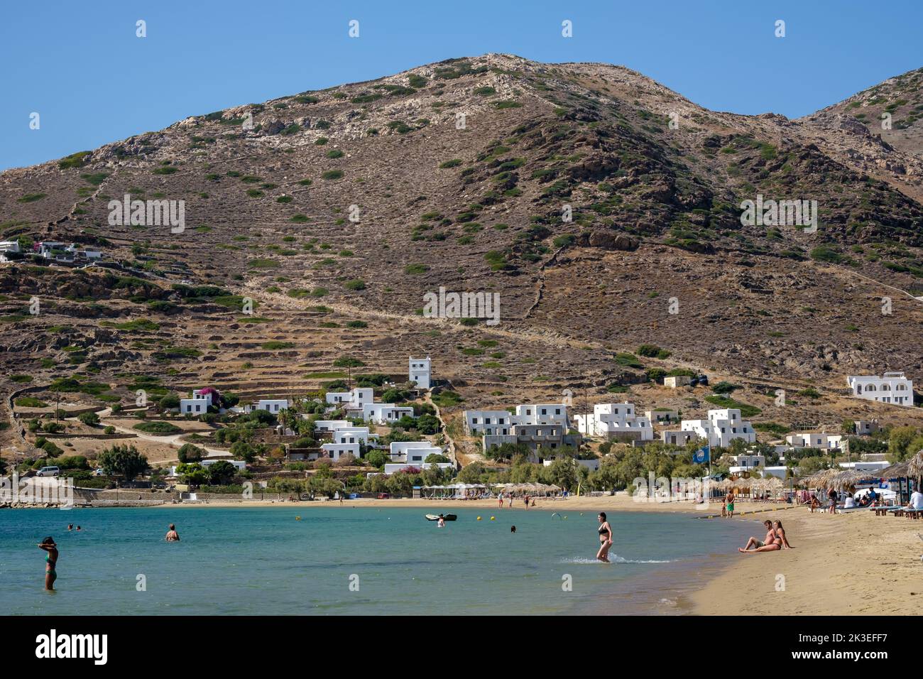 Ios, Greece - September 11, 2022 : The popular and beautiful sandy ...