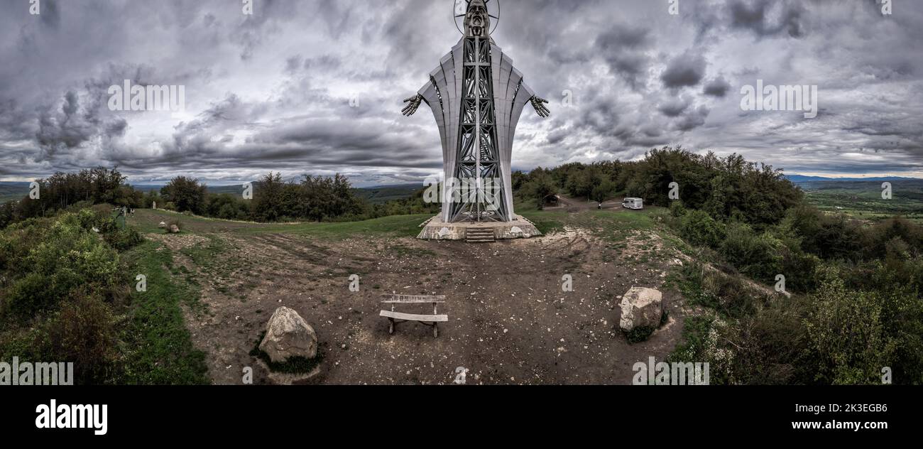 A giant steel sculpture called the Heart of Jesus on Mount Gordon near ...