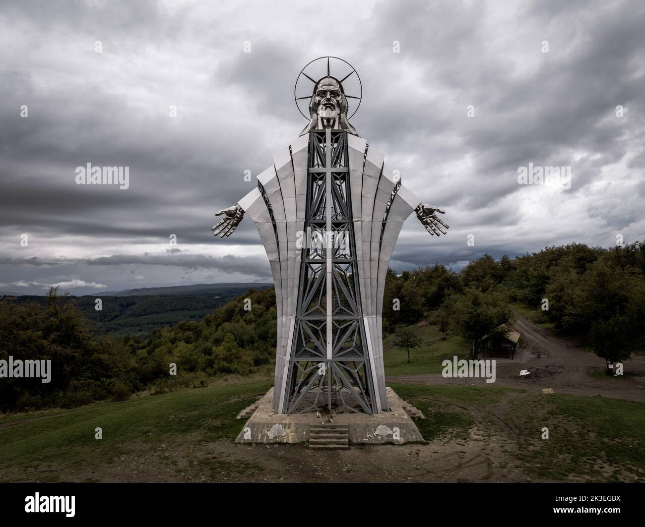 A giant steel sculpture called the Heart of Jesus on Mount Gordon near ...