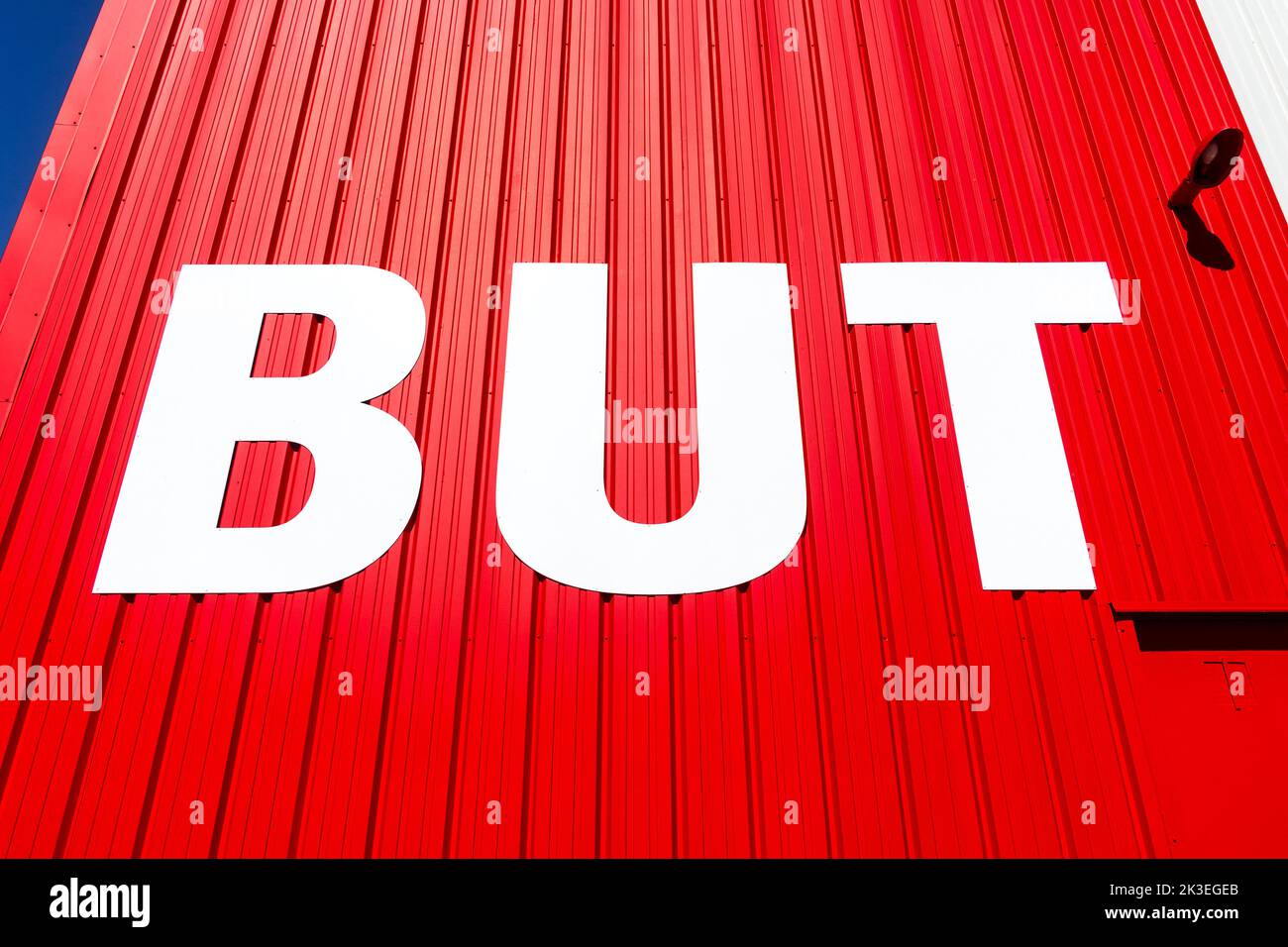 Name and identity logo of the "BUT" French retail home stores - sud ...