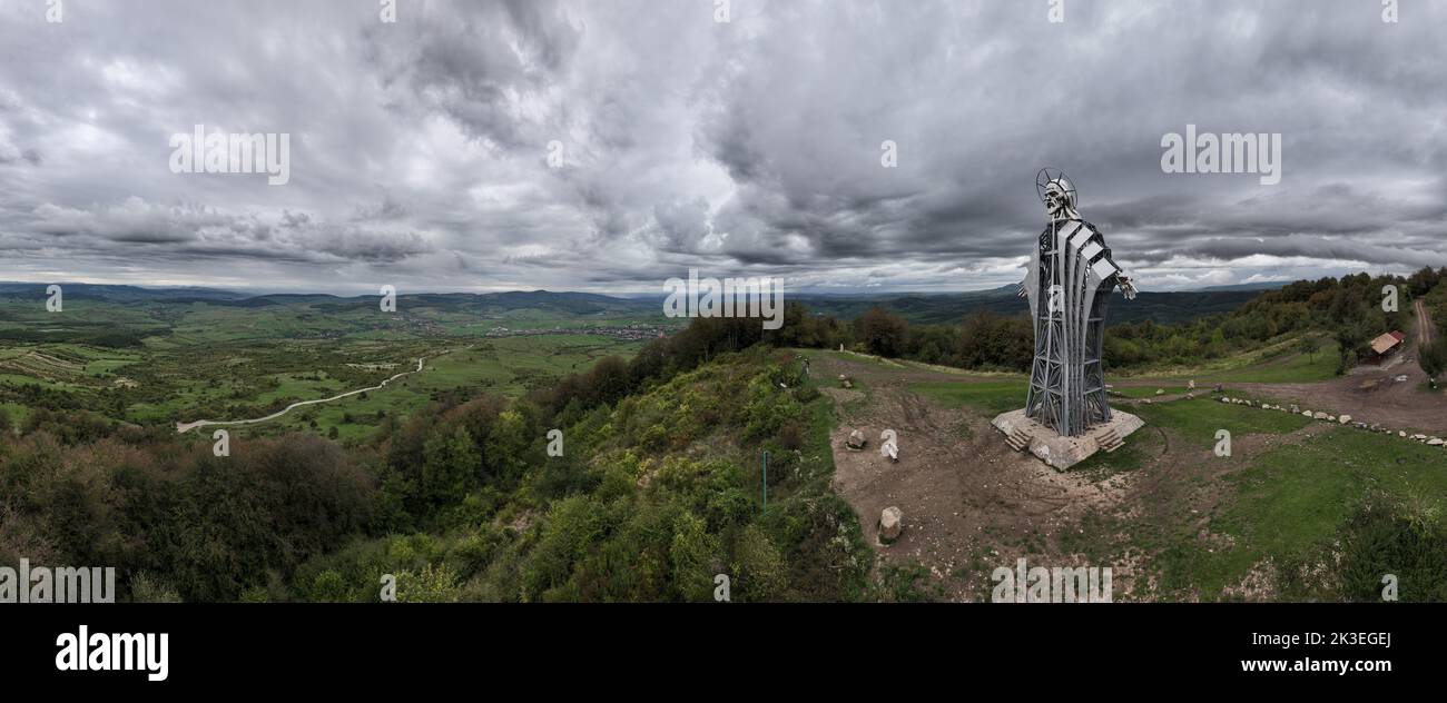 A giant steel sculpture called the Heart of Jesus on Mount Gordon near ...