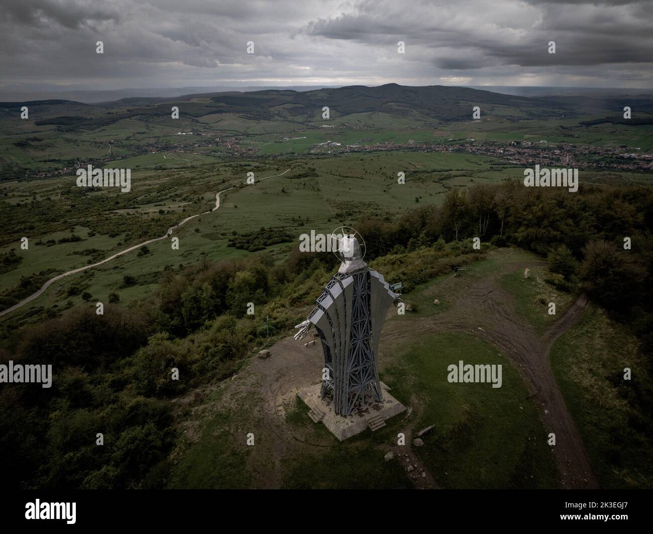 A giant steel sculpture called the Heart of Jesus on Mount Gordon near ...