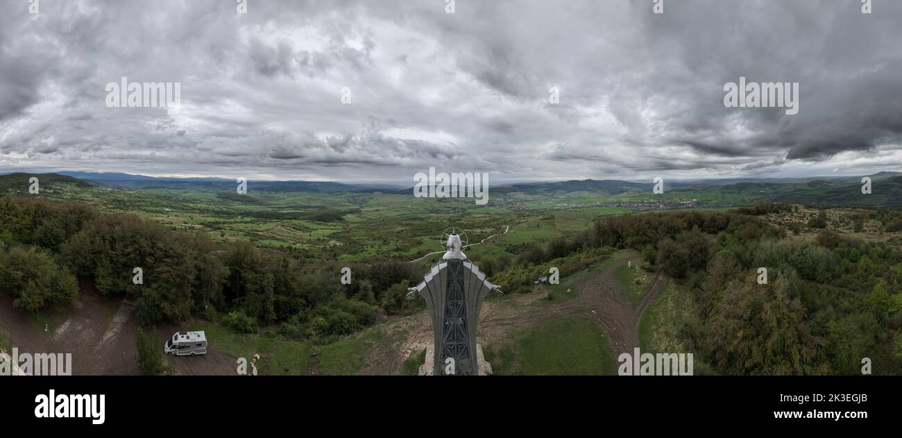 A giant steel sculpture called the Heart of Jesus on Mount Gordon near ...