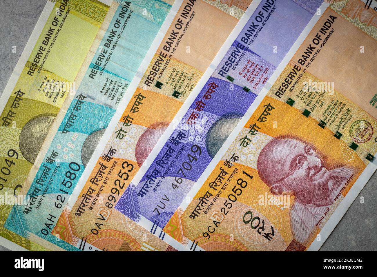 Indian money, various banknotes of the new series, Economic and ...