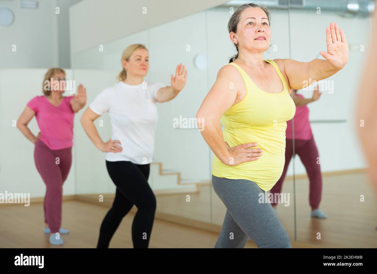 Mature women dancing aerobics at lesson in dance class Stock Photo - Alamy