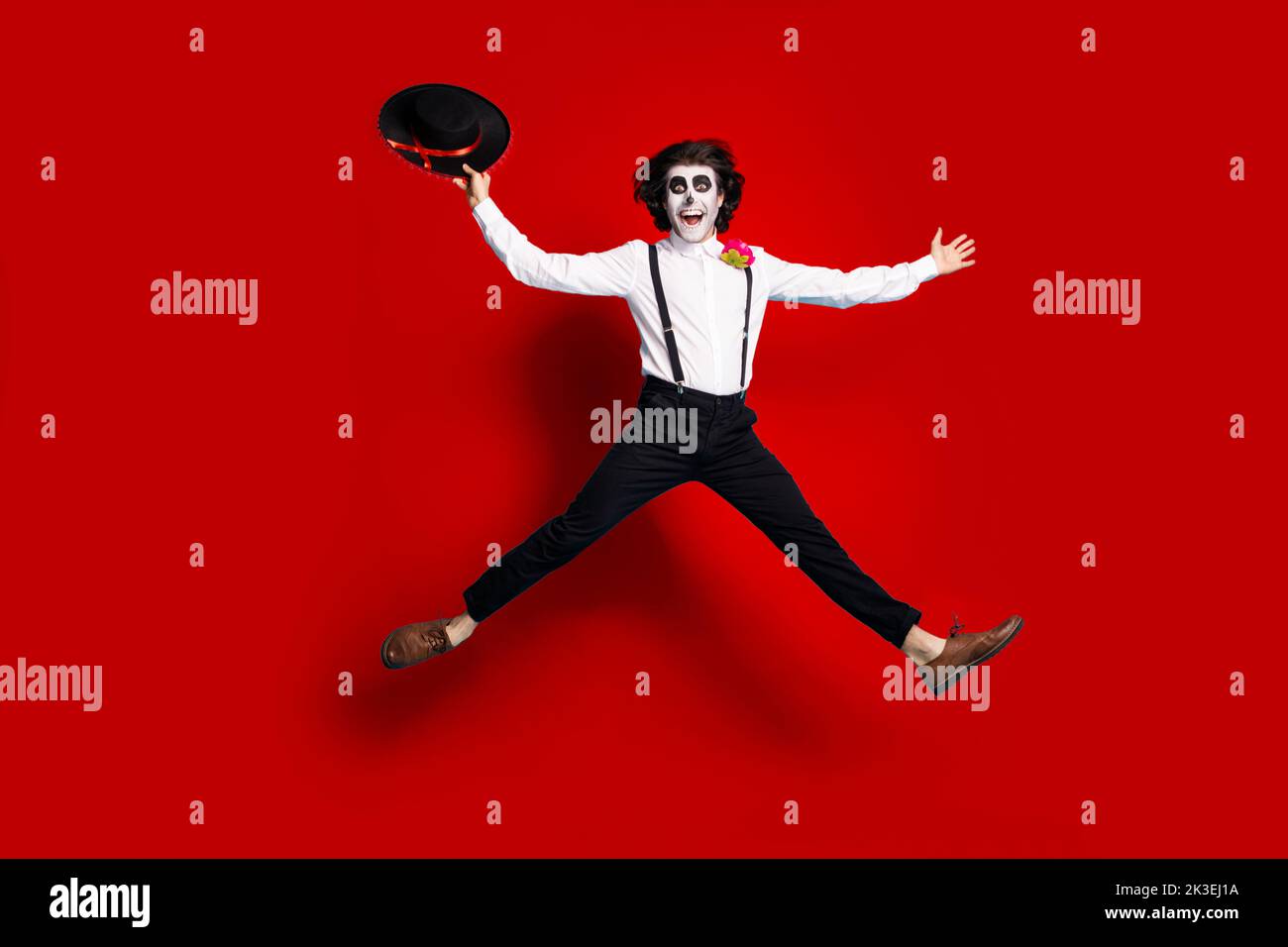 Full length body size view of his he handsome glad cheerful cheery ...