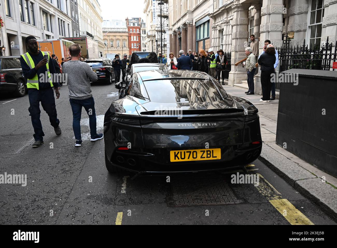 Bond Cars arrive outside Christie's surprising crowds . They will be ...