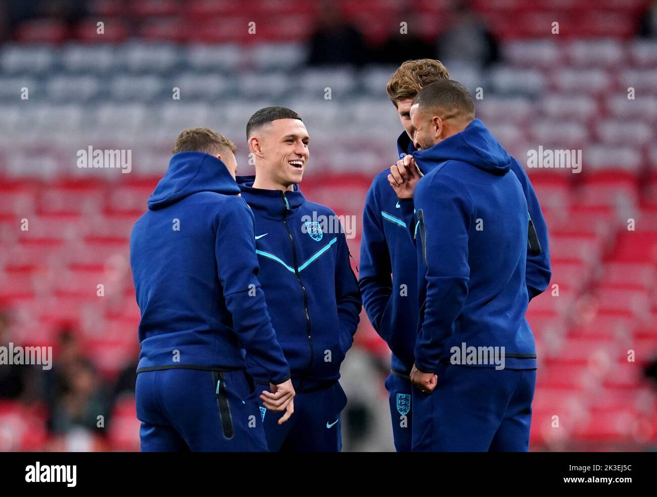 England's Phil Foden, John Stones and Kyle Walker ahead of the UEFA ...
