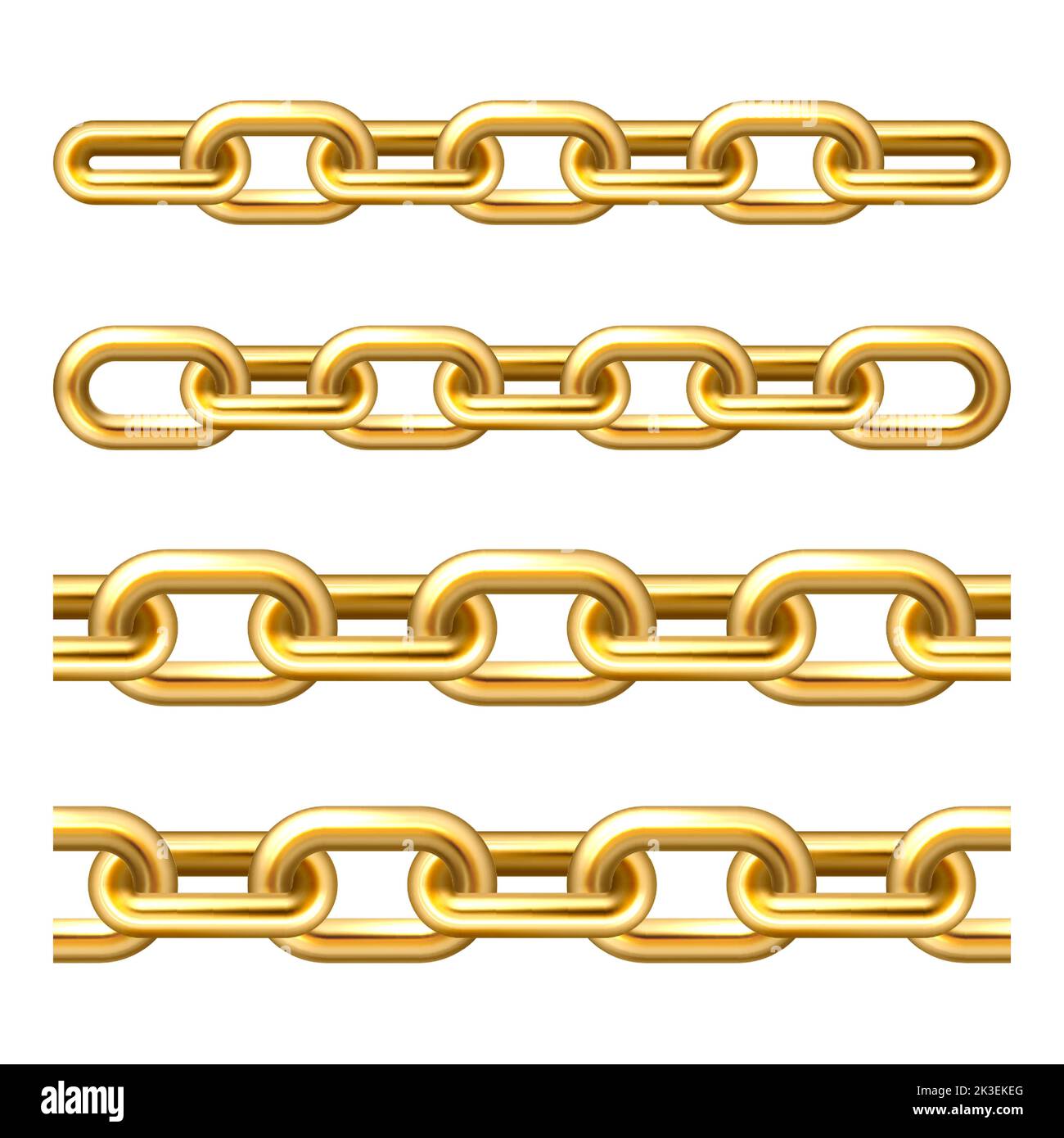 Realistic gold plated metal chain with golden links isolated on white ...