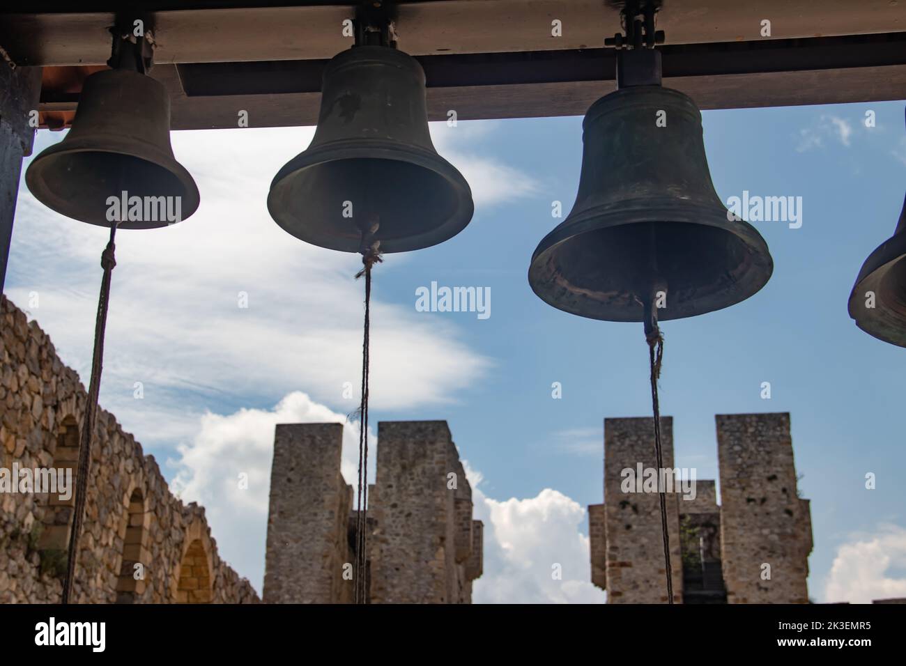 Church ancient bells with Manasija Monastery in background, also known ...