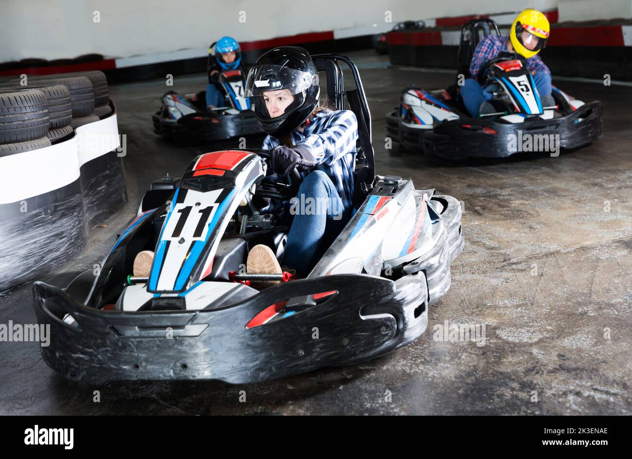 Young woman driving go kart car hi-res stock photography and images - Alamy