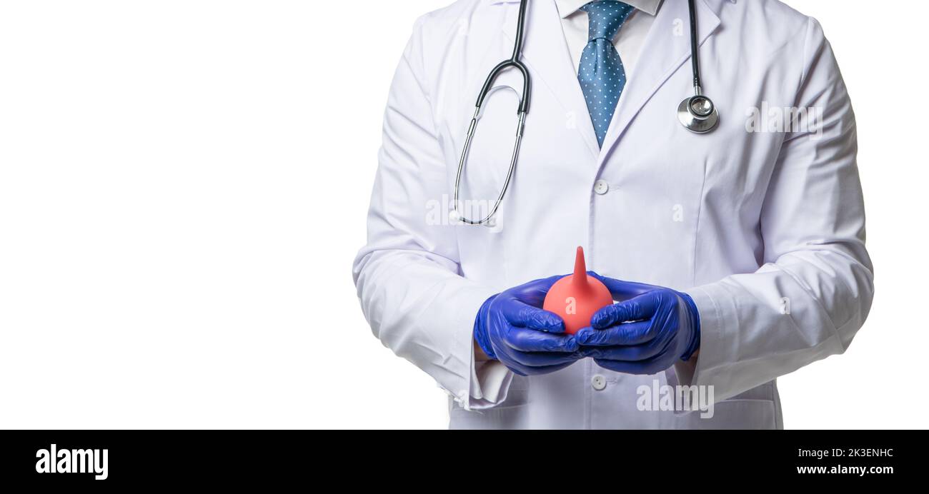 Man doctor crop view isolated on white. Laboratory doctor in white coat ...