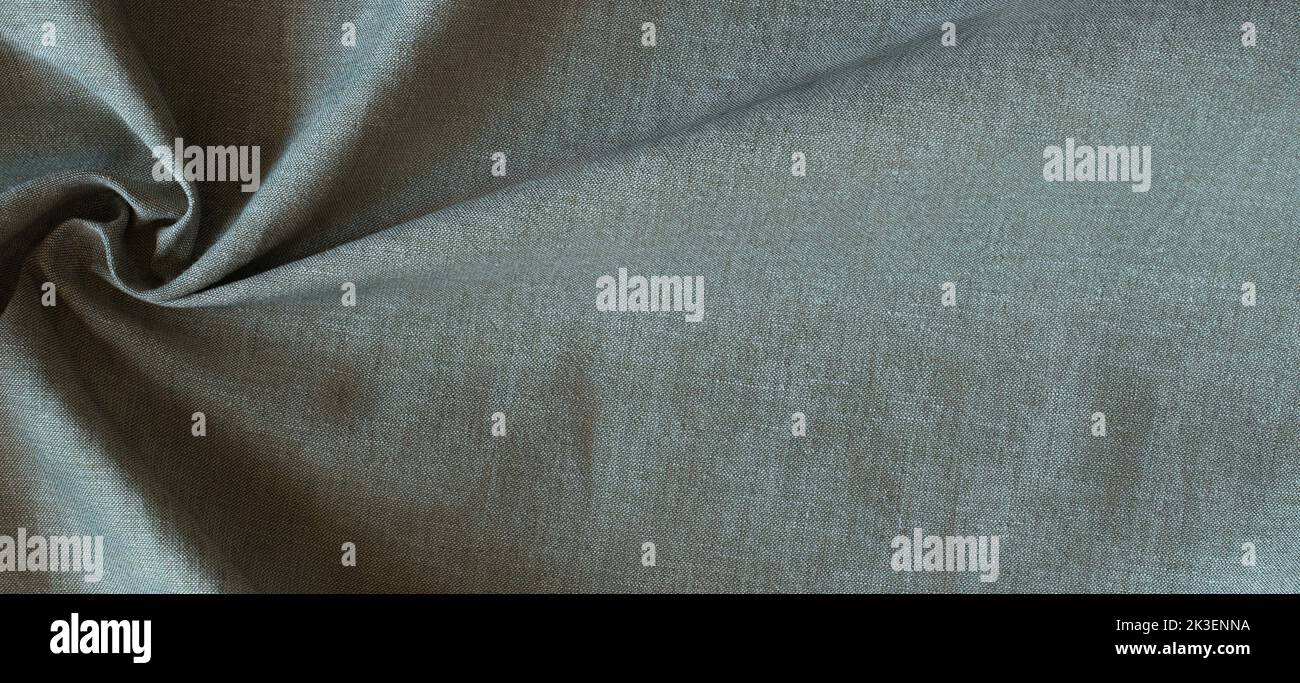 Abstract crumpled linen fabric texture background. Natural pale green ...