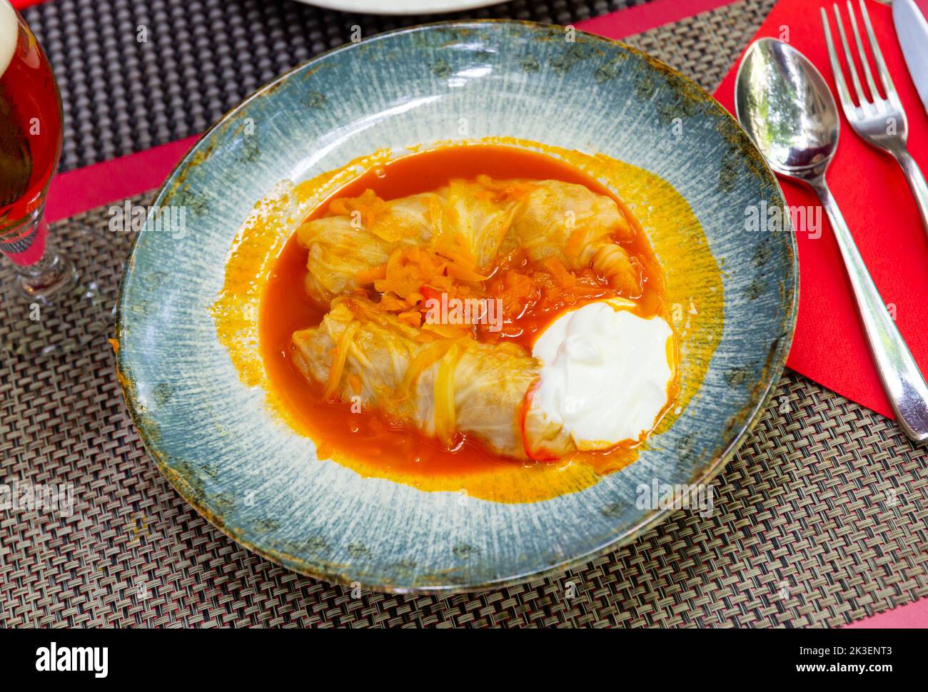 Golubtsy (cabbage rolls) served on table Stock Photo - Alamy